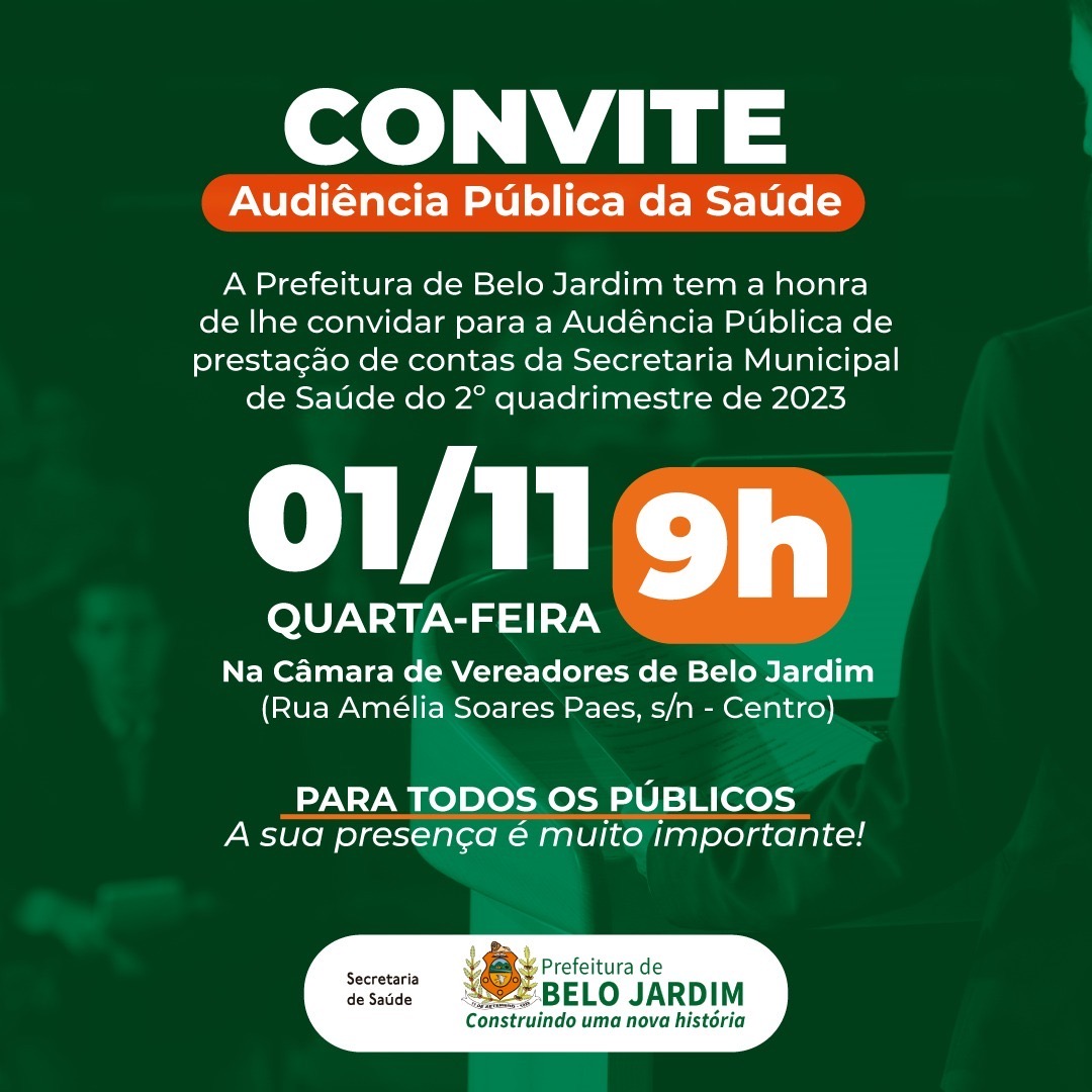 Prefeitura De Belo Jardim Convida População Para Audiência Pública De